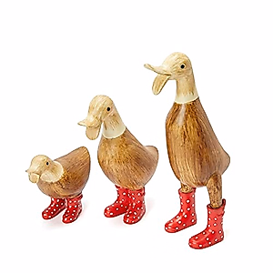 Duck Yard Decorations Yard Art Garden Puddle Ducks with Spotted Wellies Boots, Set of 3 - Garden Decor Statues, Duck Figurine Statue - Waterproof Indoor & Outdoor Lawn Gnome Ornament