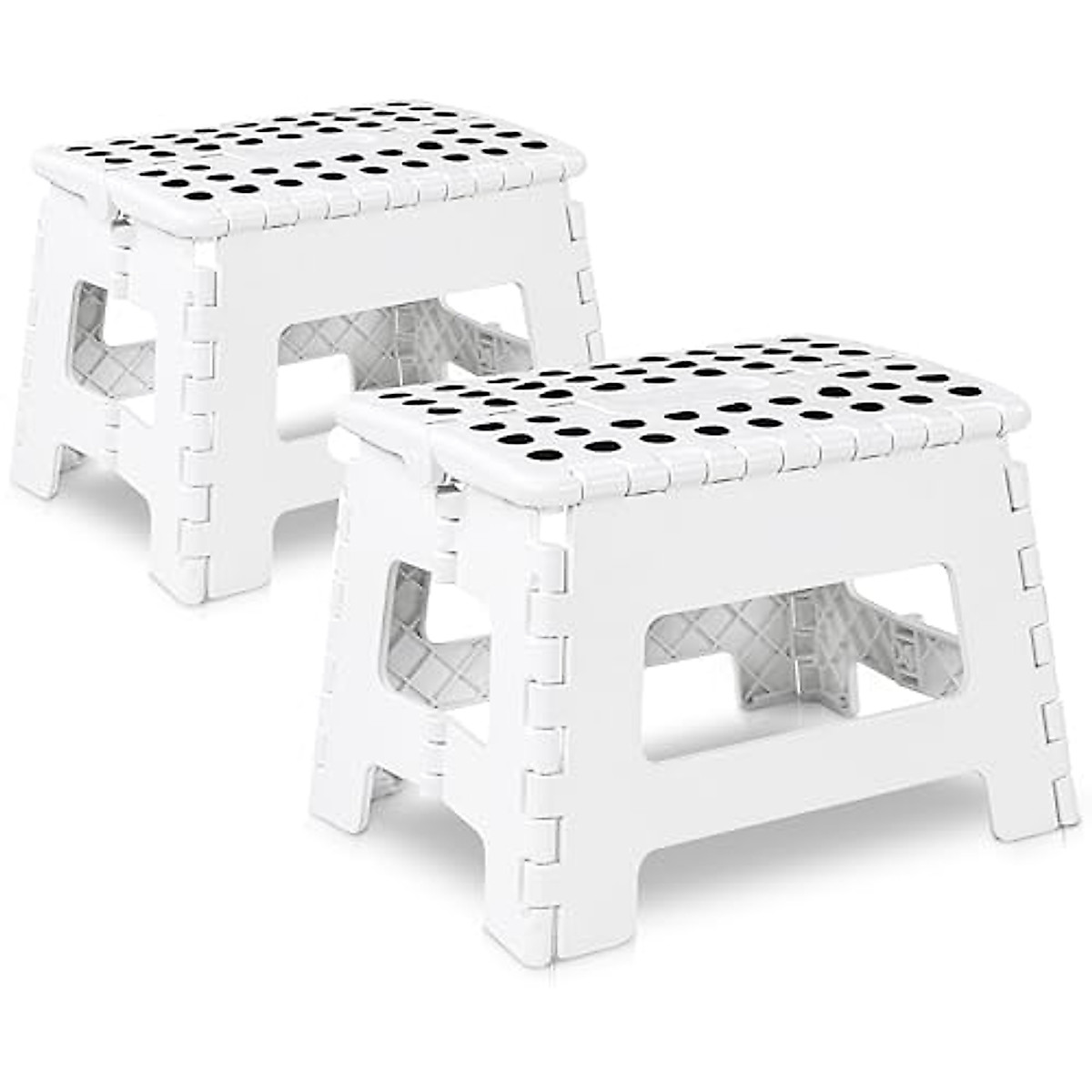 Utopia Home Folding Step Stool - (Pack of 2) Foot Stool with 9 Inch Height - Holds Up to 300 lbs - Lightweight Plastic Foldable Step Stool for Kitchen, Bathroom & Living Room (White)