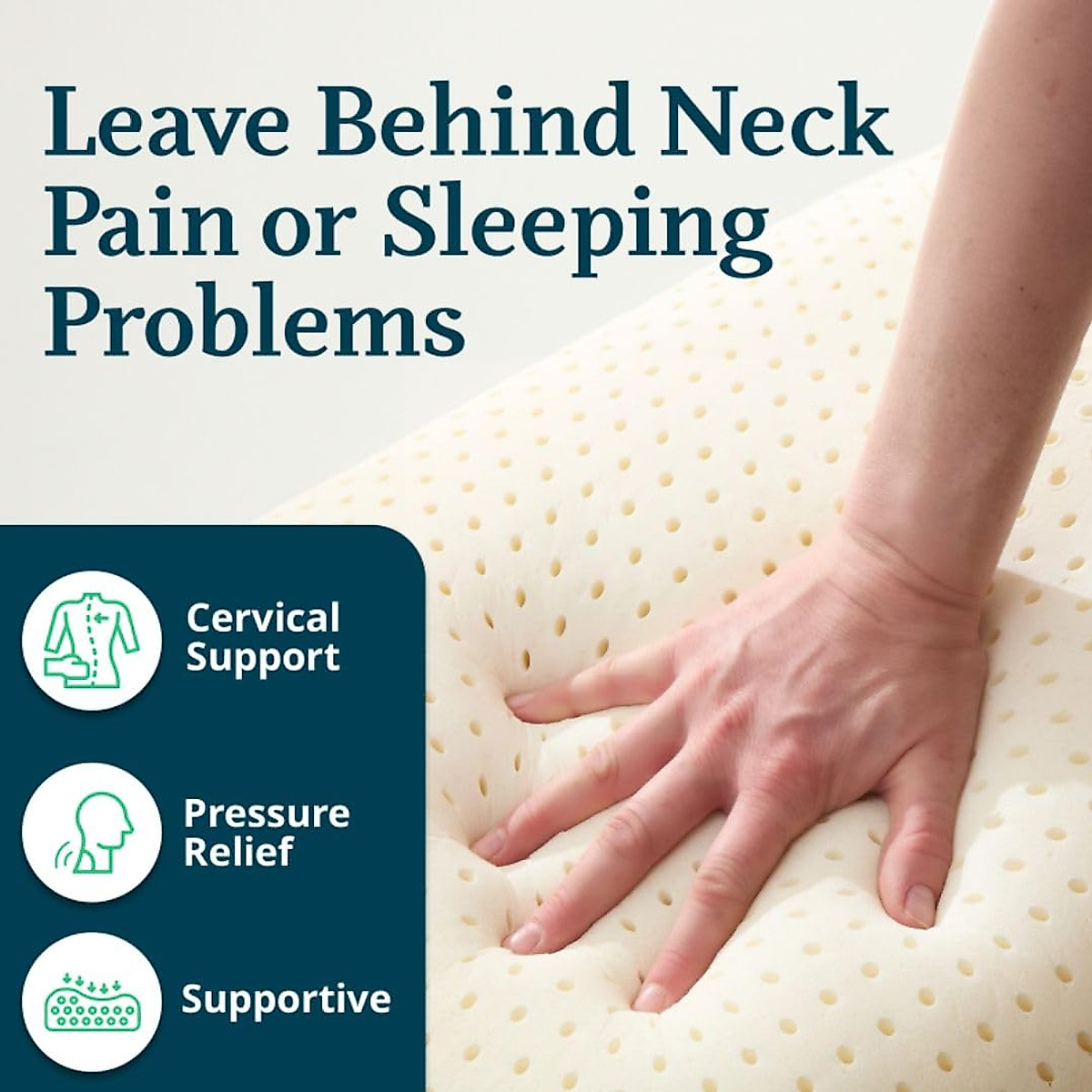 OrganicTextiles Talalay Latex Pillow with Organic Cotton Cover (Queen Size, Soft), GOTS Certified, Bed Pillow for Sleeping, Neck Pain Relief Help, Head Support, for Side Back Stomach Sleeper