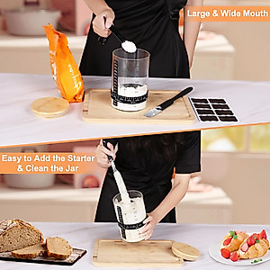 UHAPEER 2 Pack Sourdough Starter Kit, 34Oz Glass Jar Sourdough Starter Jar Kit with Thermometer, Feeding Date Band, Cloth Cover, Spatulas, Measuring Spoon, Reusable Baking Supplies for Beginners