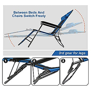 BIGTREE Adjustable Camping Folding Cot Chaise Lounge Chair w/Pillow Breathable Mesh Lounger Reclining Chair,Portable Patio Zero Gravity Chair for Garden Outdoor Camping Pool Lawn