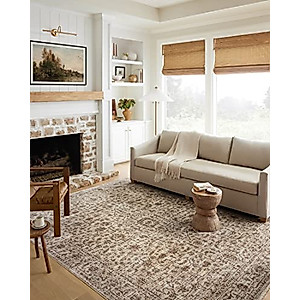 Loloi Sorrento Collection 6'-7" x 9'-10" Area Rug in Bark/Natural - Vintage Inspired Patterned Area Rug, Unique Area Rug for Living Room, Bedroom, Dining Area