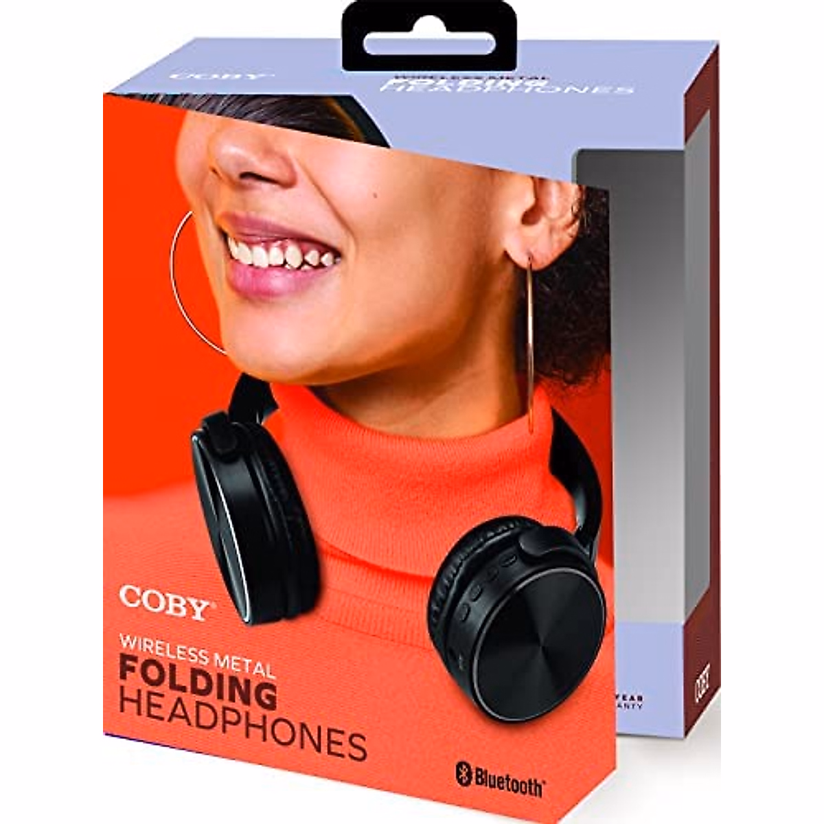 Coby Metal Folding Bluetooth Headphones | Over Ear Headphones Wireless Bluetooth | Portable Ultra-Modern Folding Design | Wireless Headphones with 10-Hour Battery Life, 49 feet Distance (Black)