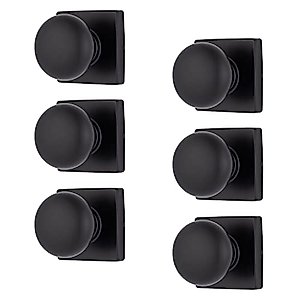 BRINKS – 6-Pack Matte Black Contemporary Indoor Passage Square Door Knob – Hall/Closet 6 Pack Matte Black Exterior Plate Doorknob