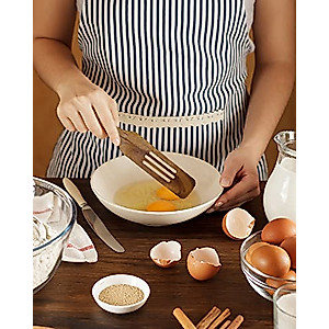 EVERQUEIN Spurtles Kitchen Tools Wooden 5pcs Cooking Utensils Set As Seen on Tv, Natural Premium Acacia Wood Spatula Slotted Spoon, Friendly for Non-Stick Cookware, Serving (Wood)