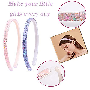 Lizioo 6 Pack Girls Headbands Glitter Kids Headbands Bow/Heart/Star Headbands Sweet Hairband For Toddler/Girls/Teens