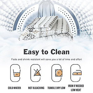 Y-PLWOMEN Queen Size Quilt 100% Cotton Boho Queen Quilts, White Queen Quilt Sets, Lightweight Bohemian Queen Size Bedspreads for All Season, 3 Piece