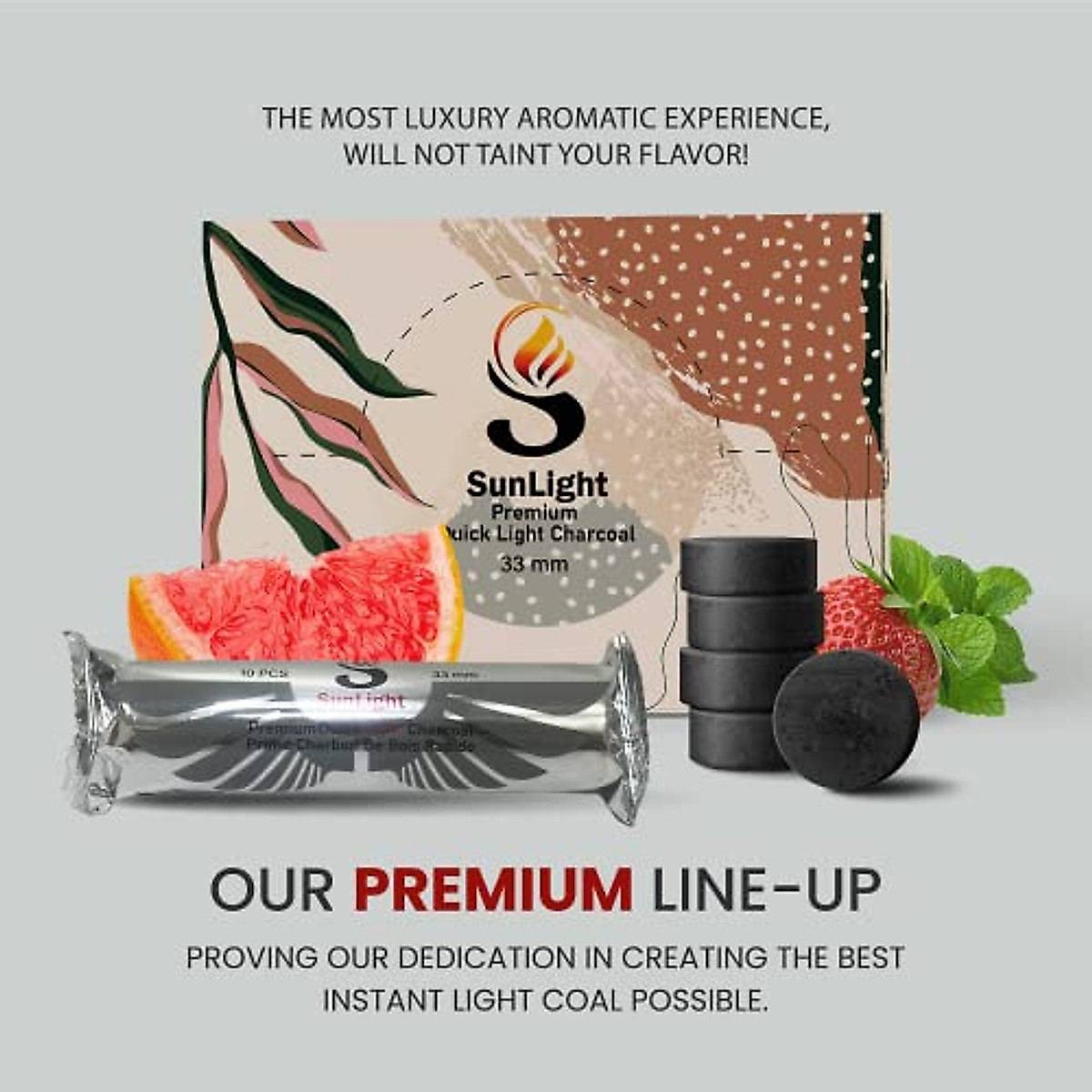 *New* Sunlight Premium Charcoal Tablets for Incense - Instant Light - 100 Charcoal Discs - 33mm - Resin Burner Rolls – Pack of 100 Coal Briquettes – Charcoal Burner - Instant Fire Coal - Premium Tier