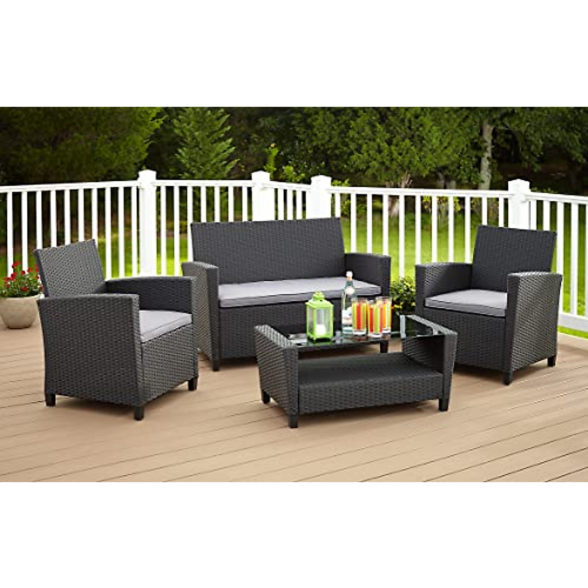 Cosco Outdoor Living 88529BGYE Malmo Patio Set, Black
