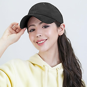 The Hat Depot Unisex Blank Washed Low Profile Cotton and Denim Baseball Cap Hat (Charcoal)