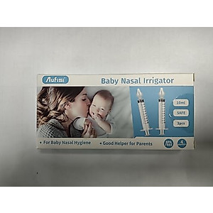 Aufisi Nasal Irrigator for Baby 10ml Professional Baby Nasal Aspirator with Safe Silicone Nasal Suction Tips Portable Baby Nasal Syringe Infant Nose Cleaner 2 Pieces