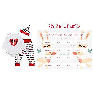 bakjuno Valentine's Day Baby Boys Girls Outfit Sets Heart Breaker Long Sleeve Romper Pants with Hat (0-3 Months) White
