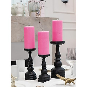 CANDWAX 3x6 Pillar Candles Set of 3 - Decorative Rustic Candles Unscented and Valentines Candles - Ideal as Wedding Candles or Large Candles for Home Interior - Hot Pink Candles