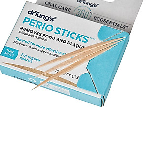 DrTung's Double-Sided Perio Sticks - Dental Sticks for Humans, Dental Floss Picks, Plaque Remover for Teeth, Dental Toothpicks, Dental Picks for Teeth Cleaning - Thin, 100 Count (Pack of 6)