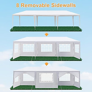 Outvita Outdoor Party Tent, Patio Wedding Gazebo Waterproof White Canopy with Sidewalls For Cater Events Pavilion Beach BBQ (10'x30')