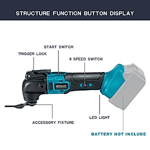 NICHILAS Oscillating Multi Tool for Makita 18V Battery, Brushless Motor 6 Speed Swinging Shovel, Sander (NO BATTERY)