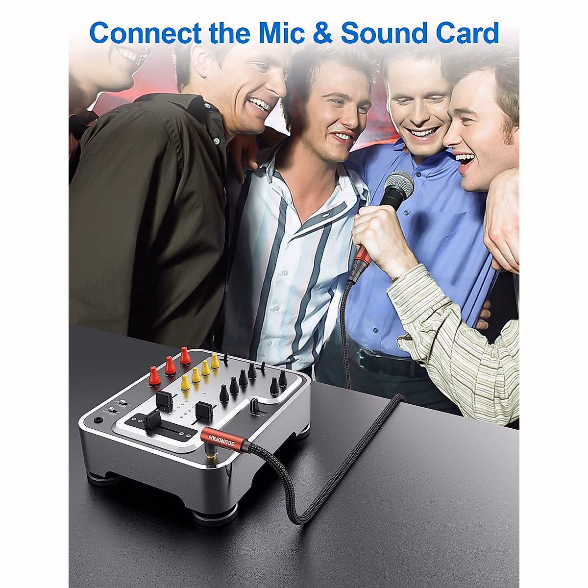 SOUNDFAM 3.5mm to XLR Premium Microphone Cable 6FT, 90 Degree Right Angle 3.5mm(TRS,1/8 Inch,Aux) Male to XLR Female Unbalanced Interconnection Cable for Microphone, Sound Card, Camcorder & More