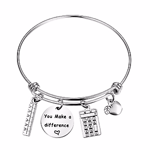TGBJE Math Teacher Gift You Make A Difference Bracelet Math Teacher Thank You Gift Math Instructor Gift Mathematician Gift (Math Teacher)
