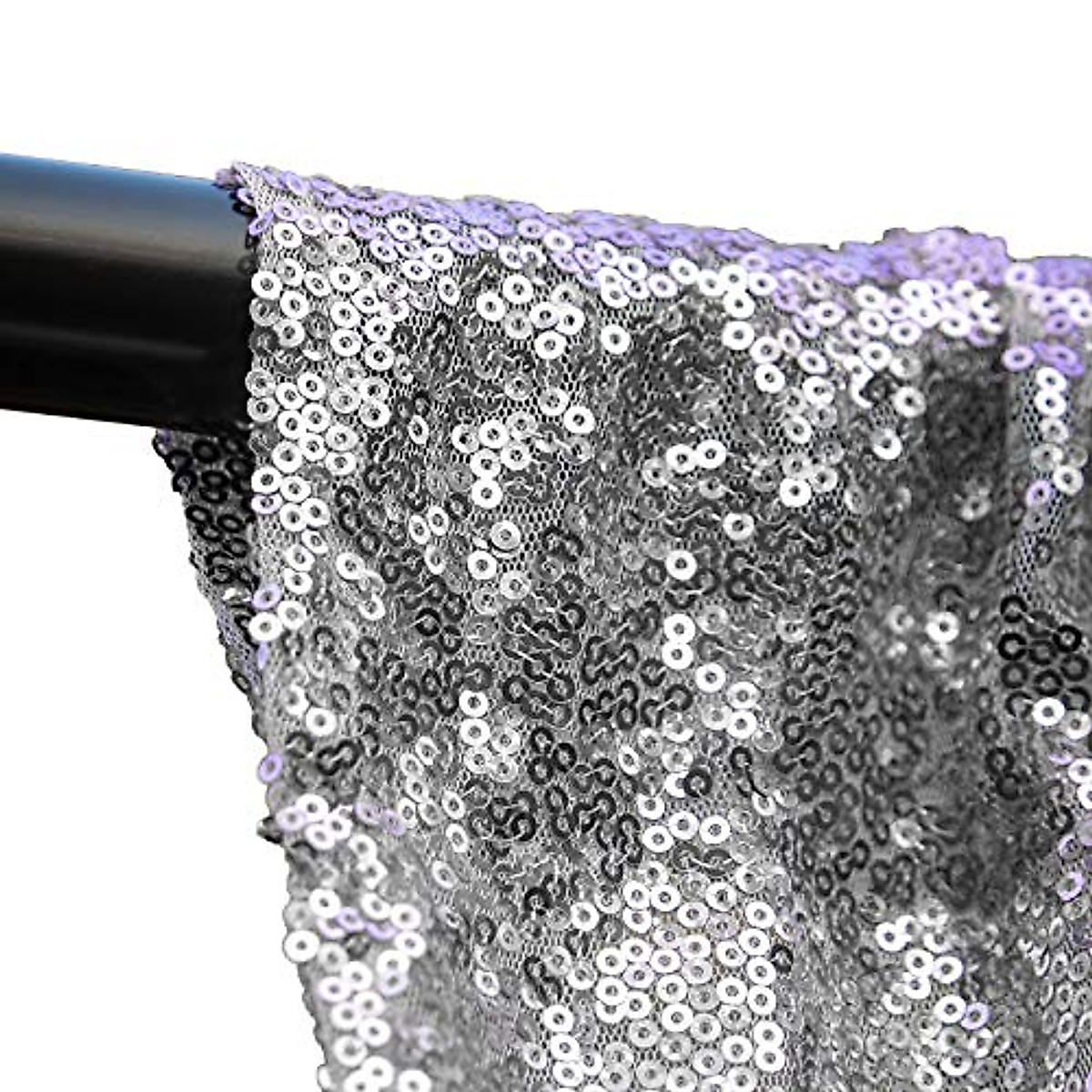 WISPET Silver Sequin Backdrop Curtains 2 Panels 2FTx8FT Glitter Drapes Backdrop Wedding Photo Backdrop Glitter Birthday Bridal Party Curtains Sparkle Background Party Decor Curtains