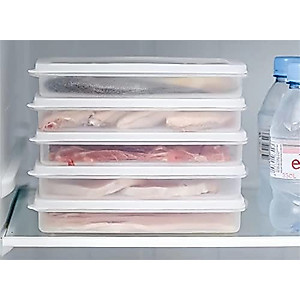 wulikanhua 2 Pack-Cold Dish Storage Container, Deli Meat Container Cold Cuts Fridge Keeper, Cheese Food Storage Container with Lid for Refrigerator, Shallow Low Profile Christmas Cookie Holder