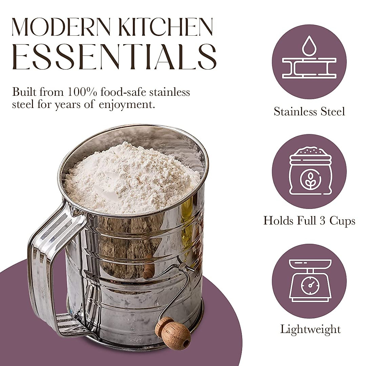 Bellemain Stainless Steel 3 Cup Flour Sifter