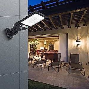 Outdoor Solar Street Lights with Remote Control Bracket, IP65 Waterproof Motion Sensor Solar Security Light Dusk to Dawn for Parking Lot Yard Home, Garage Garden Yard Path