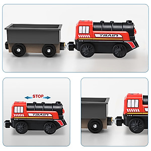 Giant bean 72PCS Tower Crane Wooden Train Set, Toy Battery Operated Train Track for Boys and Girls 3-7, Fit Thomas The Train, Brio, Melissa & Doug