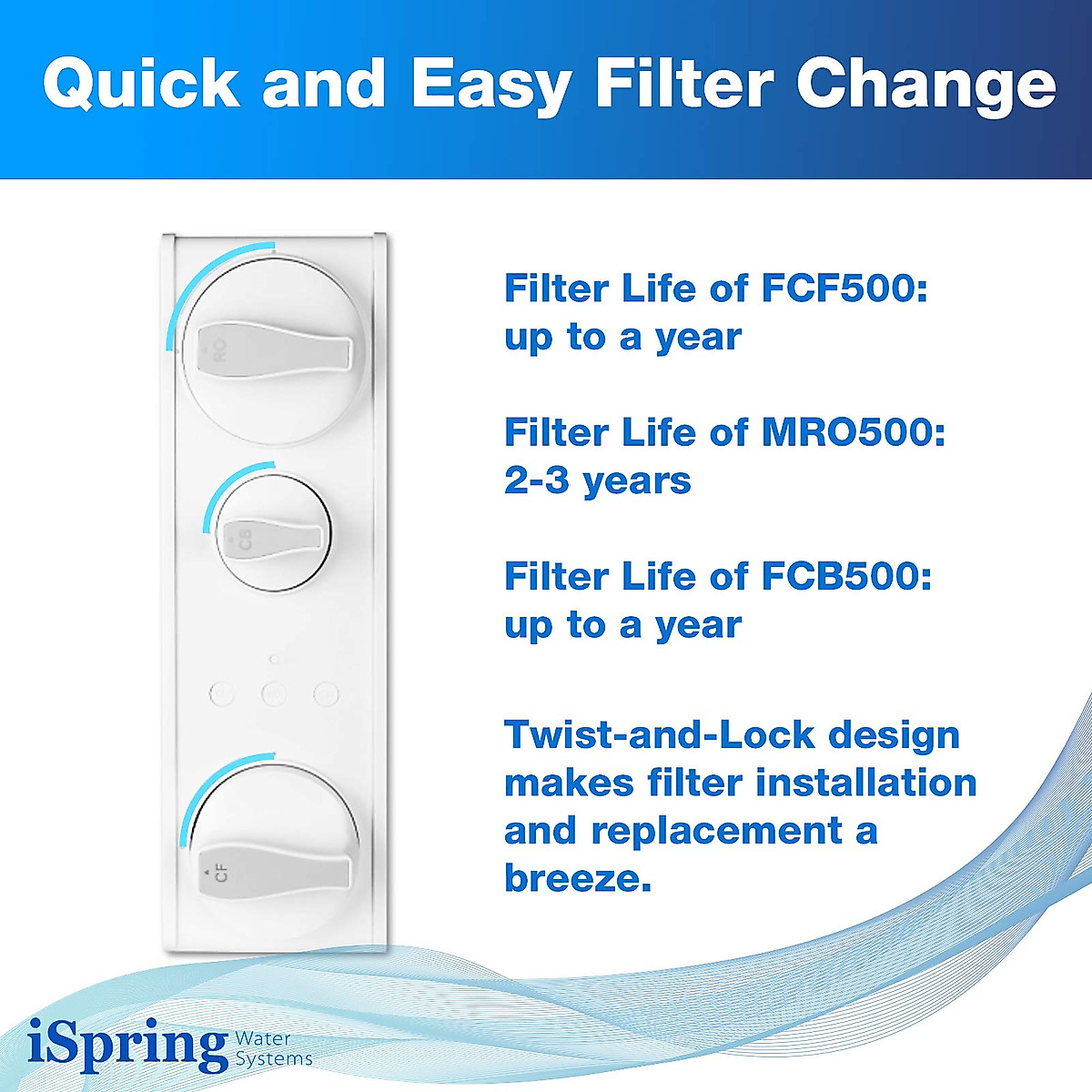 iSpring F5-RO500 1 Year to 2 Years Filter for RO500 Tankless Reverse Osmosis Water Filtration System