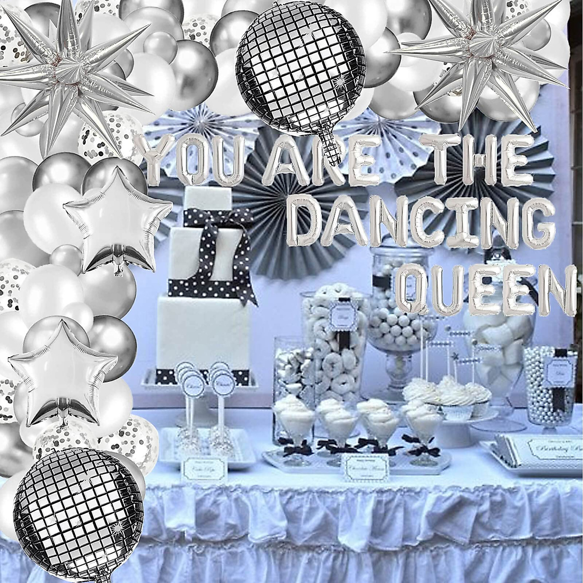 130 Pcs Dancing Queen Bachelorette Party Decorations Silver You are the Dancing Queen Balloons Disco Bachelorette Balloons Garlands Arch Kit for Bridal Show Wedding Party Supplies Decorations