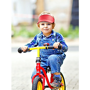 4 Pieces Kids Sports Sun Visor Hats Empty Top Baseball Cap Running Tennis Hats (Red, Light Gray, Navy Blue, Black)