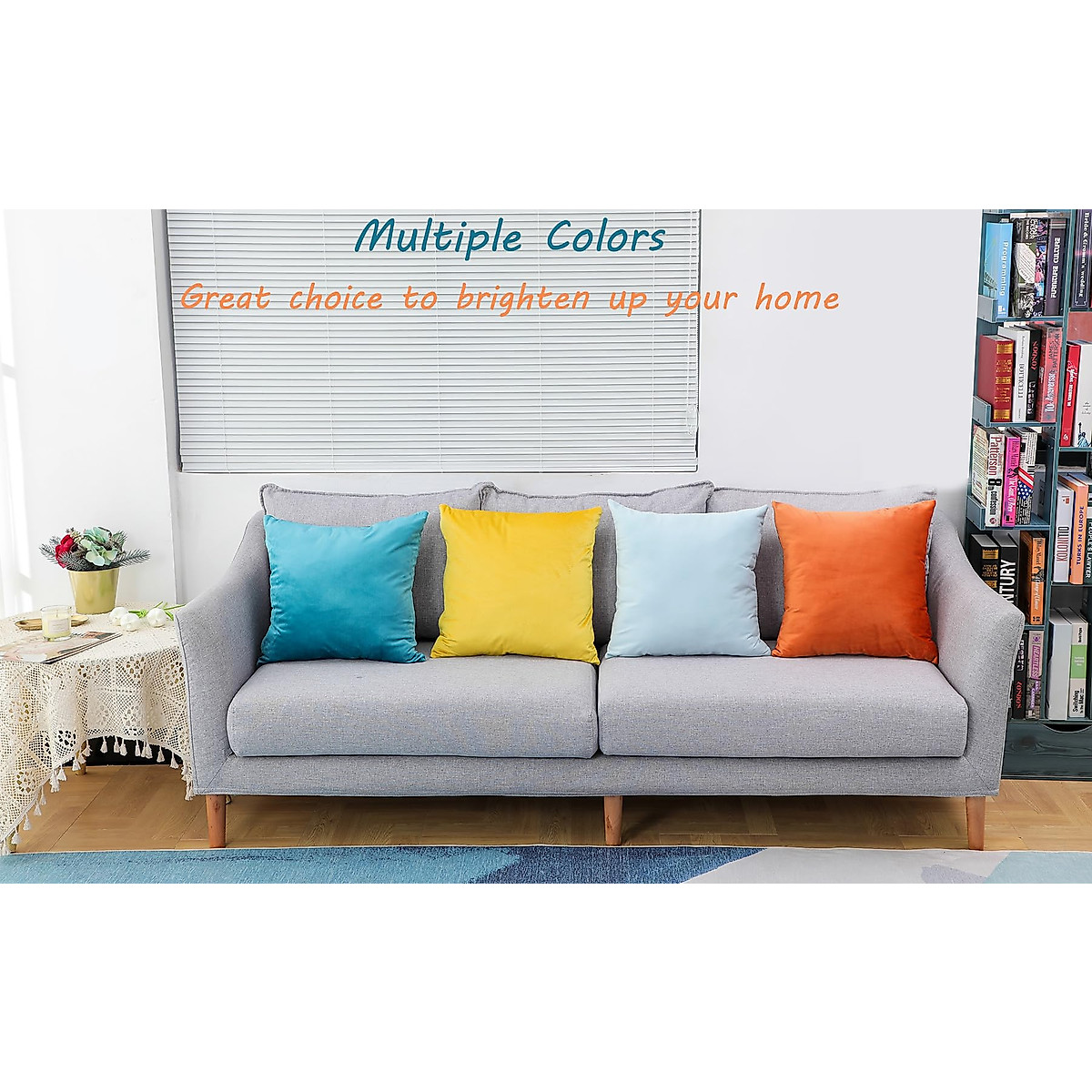 Mercijzyasang 4PCS Velvet Throw Pillow Covers 18x18 Decorative Solid Velvet Soft Square Pillow Cover Couch Pillow Case Pillowcase for Sofa Patio Cushions Living Room Bed Bedding, Orange mix4