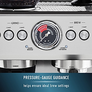 Calphalon Temp iQ Espresso Machine with Grinder, Dual Thermoblock​, and Milk Frother, Home Espresso Machine, Stainless Steel