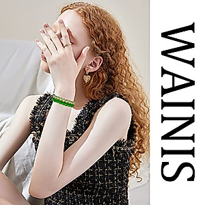 WAINIS 24PCS 8mm Glass Beaded Bracelets for Women Elastic Stretch Round Bead Healing Bracelet Multicolor Handmade Stackable Beads Bracelet