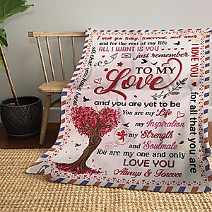 MUCHNEE Couple Fleece Blankets for Him Her, Wife Blanket for Valentine's Day, Anniversary Wedding Gifts for Wife Husband, Couple Blanket, to My Wife Blanket, Romantic Gifts for Couples Newlyweds