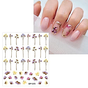 JMEOWIO 6 Sheets Spring Flower Nail Art Stickers Decals Self-Adhesive Pegatinas Uñas Summer Leaves Floral Nail Supplies Nail Art Design Decoration Accessories