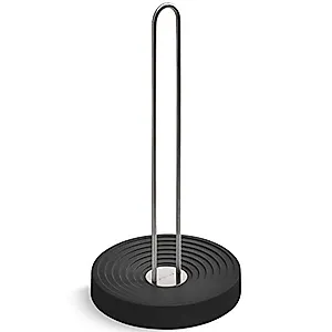 KOHLER Paper Towel Holder with Weighted Base, Tension Loop, Quick One Handed Tear, (Fits Standard and Oversized Rolls), Charcoal