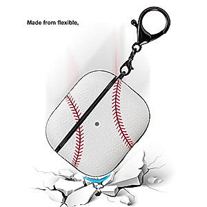 HIDAHE Case for Airpods 3 2021, Airpods 3 Cover, Airpods 3 Skin Accessories Sport Pattern Airpods 3 Cover Leather Case for Apple Charging Case for Airpods 3 2021, Baseball