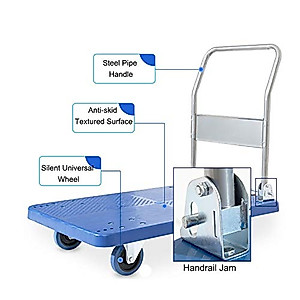 Generic Trolleys,Beauty Salon Cart Trolley Large Platform Truck 992Lbs Weight Capacity, Heavy Duty Foldableniture Dolly Platform Flatbed with Steel Handle