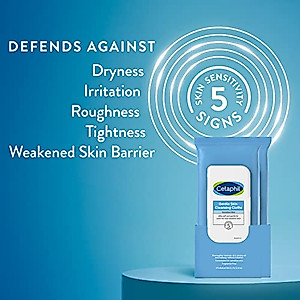 Cetaphil Face and Body Wipes, Gentle Skin Cleansing Cloths, 50 Count, Twin Pack, for Dry, Sensitive Skin, Flip Top Closure, Great for the Gym,Travel, in the Car, Hypoallergenic, Fragrance Free