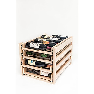 Wine Logic In-Cabinet Sliding Tray Wine Rack, 24-Bottle, Solid Maple Wood, Unstained with Clear Satin Lacquer Finish