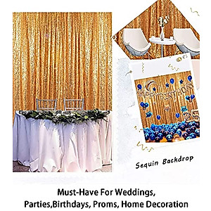 Sequin Backdrop 8x8ft Sequin Curtain Backdrop Gold Sequin Curtains Panel Wedding Backdrop Curtains Glitter Backdrops for Photography (8FTx8FT, Gold)