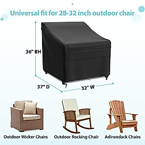 MR. COVER Heavy Duty 600D Patio Chair Covers, Ultimate Waterproof Outdoor Furniture Cover, 32W x 37D x 36H Inches, Classic Black (2-Pack)