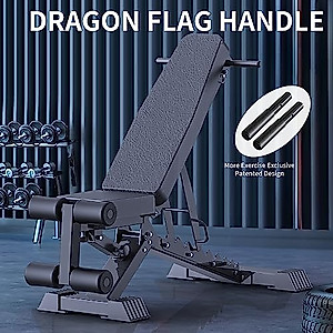 K KINGKANG Adjustable Weight Bench, 1100 LB Weight Capacity Heavy-duty Workout Bench, Extended Head, and Neck Protection Design, Foldable Flat/Incline/Decline Exercise Multi-Purpose Bench for Home Gym