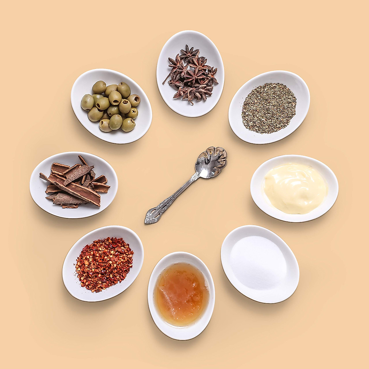 LIFVER Cutlery Set, 16"/14"/12" Turkey Platter 10" Rectangle Serving Plate 3 Oz Ceramic Dip Bowls Set- Porcelain Serving Dishes Dinner Plates for Thanksgiving Christmas Party Entertaining