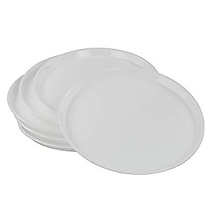 Ponpong Round Plastic Serving Trays Platters, White, 6 Packs