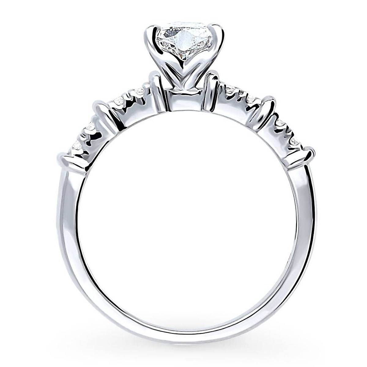 BERRICLE Sterling Silver Solitaire Wedding Engagement Rings 0.7 Carat Cubic Zirconia CZ Heart Ring for Women, Rhodium Plated Size 6