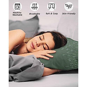 Edwiinsa Teal Geometric Pillow Covers Standard Size Set of 2 20x26 Bed Pillow, Boho White Modern Abstract Art Plush Soft Comfort for Hair/Skin Cooling Pillowcases with Envelop Closure