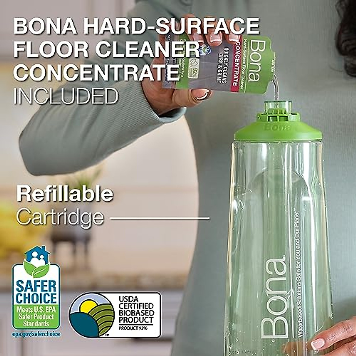 Bona Premium Spray Mop with Bona Multi-Surface Floor Cleaner Concentrate, for Stone Tile Laminate & Vinyl (LVT/LVP)