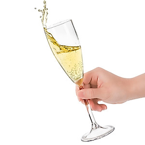 Elsjoy 12 Pack Plastic Champagne Flute, 6 oz Unbreakable Champagne Glasses Stemmed Champagne Coupes, Reusable Shaterproof Champagne Toasting Cups for Event, Wedding, Party