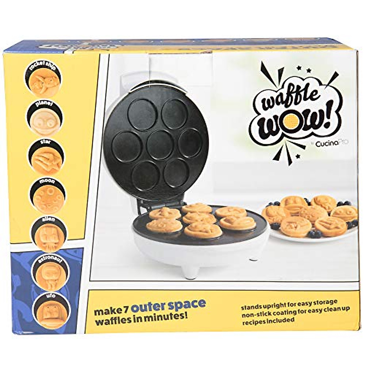 Out of This World Kid's Waffle Maker - Make 7 Galactic Pancake Astronauts, Moons, Stars & More in Minutes- Electric Non Stick Waffler- Fun Space Themed Science Iron- Must-Have Holiday or Anytime Gift